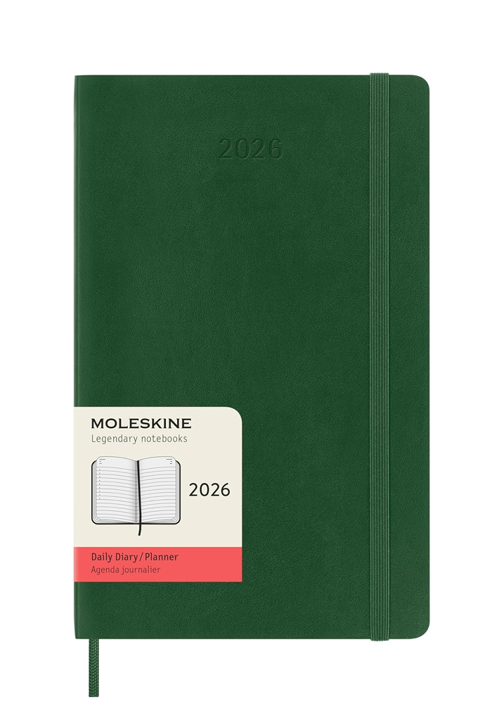 Kalendarz Moleskine 2026 12M rozmiar L (duży 13x21 cm) Dzienny Zielony Mirt Miękka oprawa ...